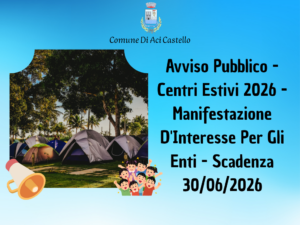 Avviso Pubblico – Centri Estivi 2026 – Manifestazione D’Interesse Per ...